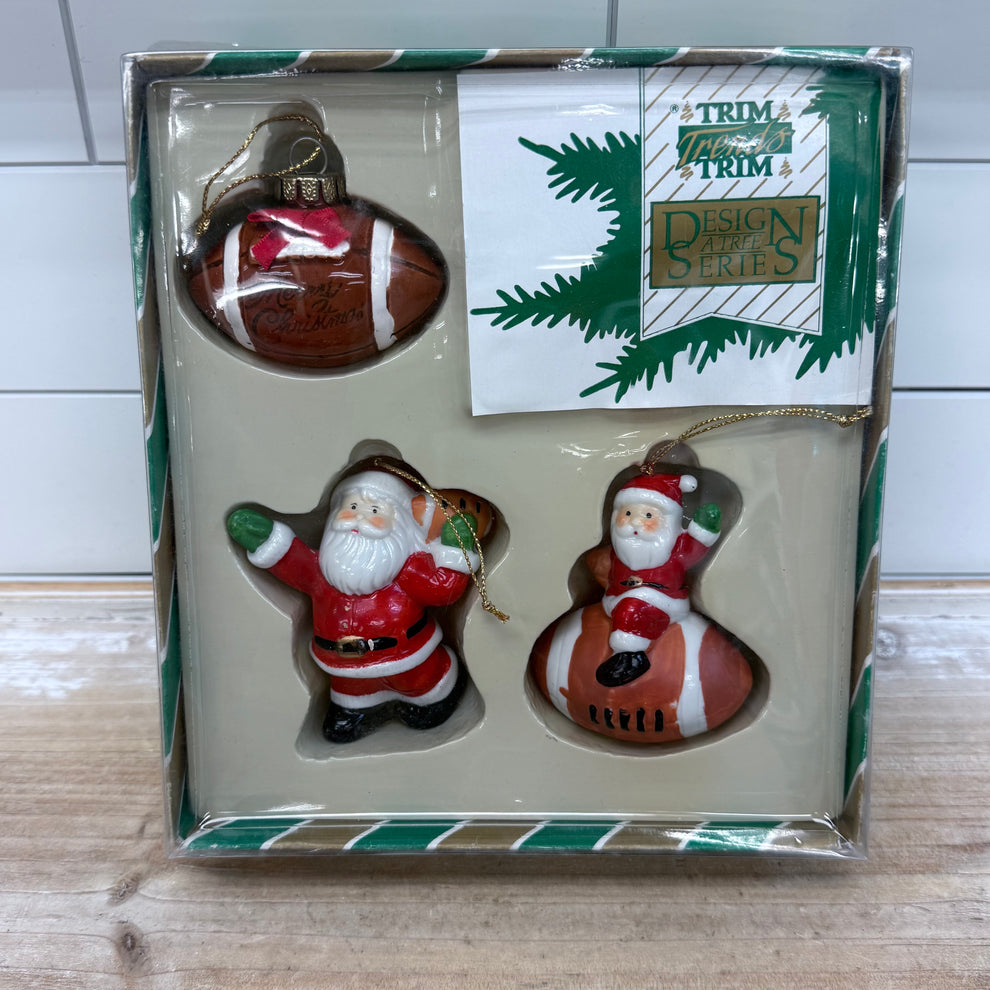 Seasonal Specialties Santa Clause Football Ornaments in Box, Set of 3 ...